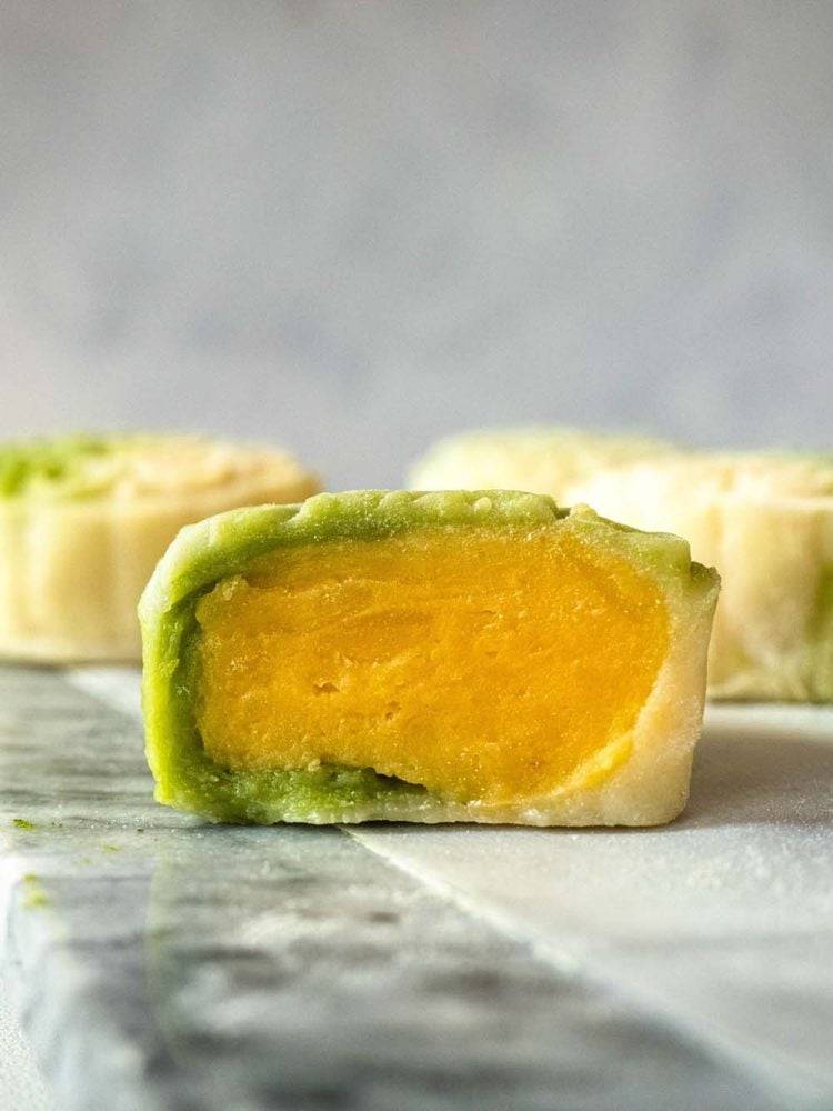 Matcha Coconut Custard Snow Skin Mooncakes
