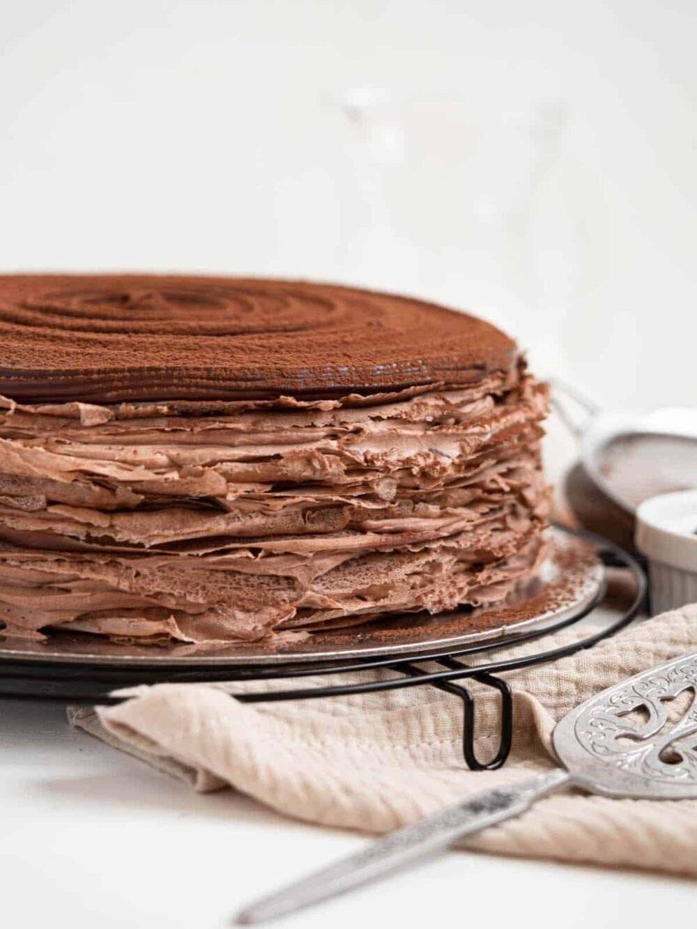 Decadent Chocolate Crepe Cake with Layers