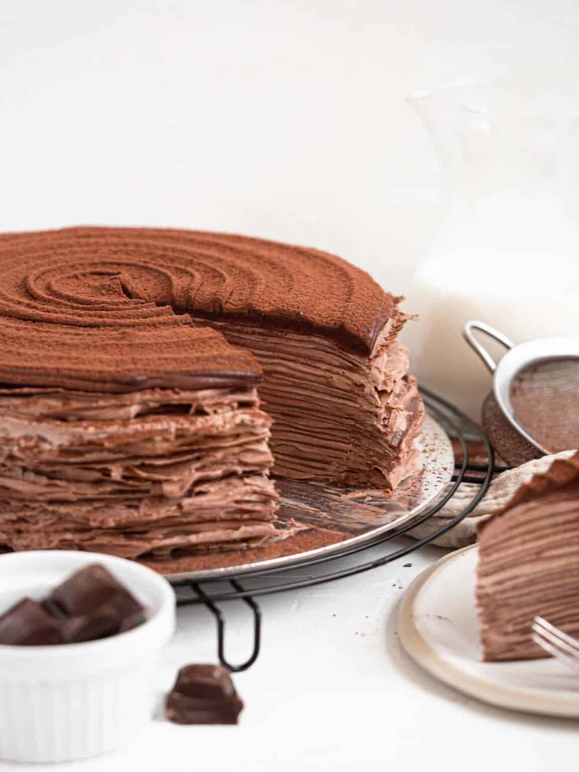 Decadent Chocolate Crepe Cake with Layers