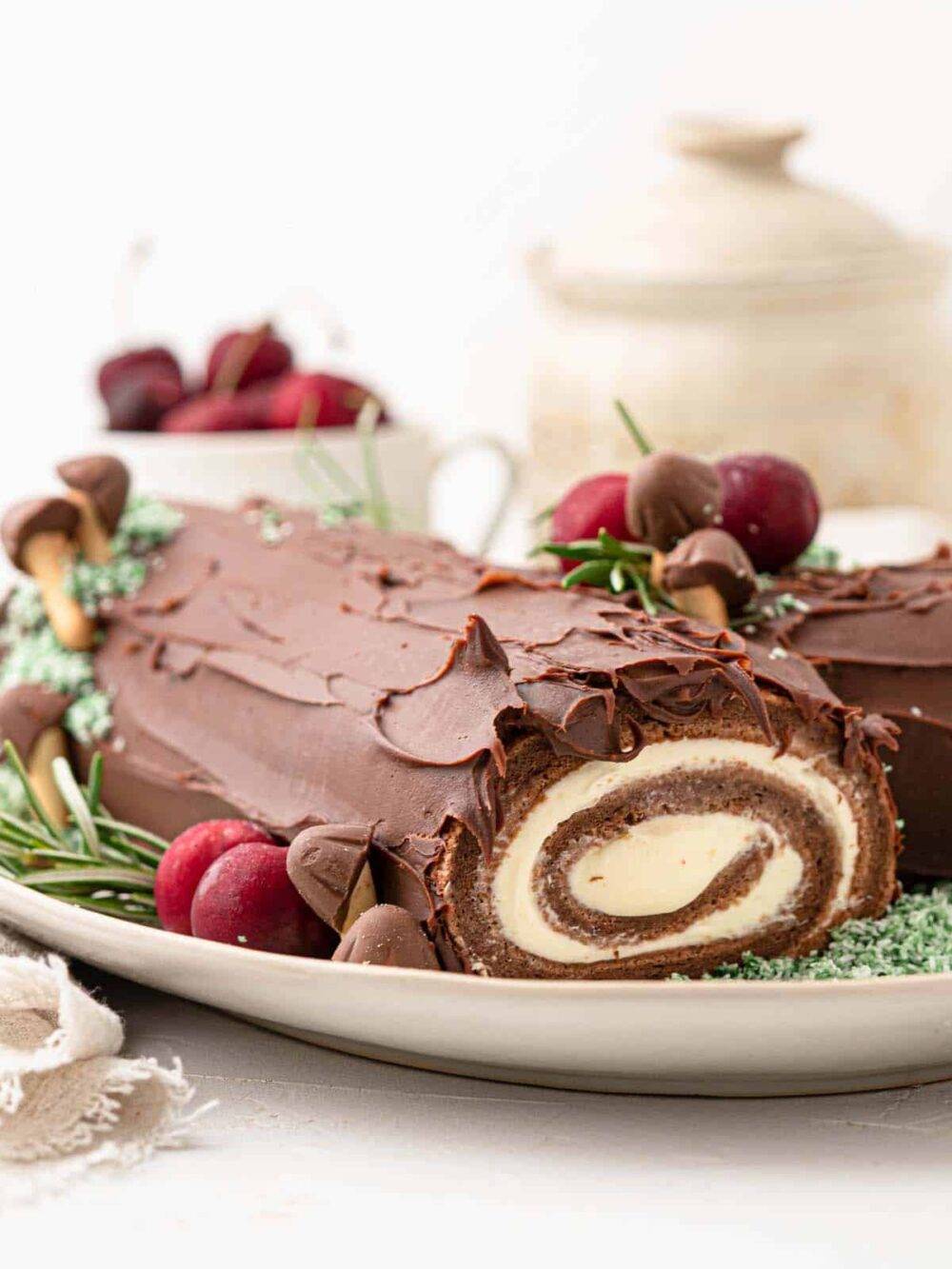 Chocolate Yule Log Cake for the Holidays