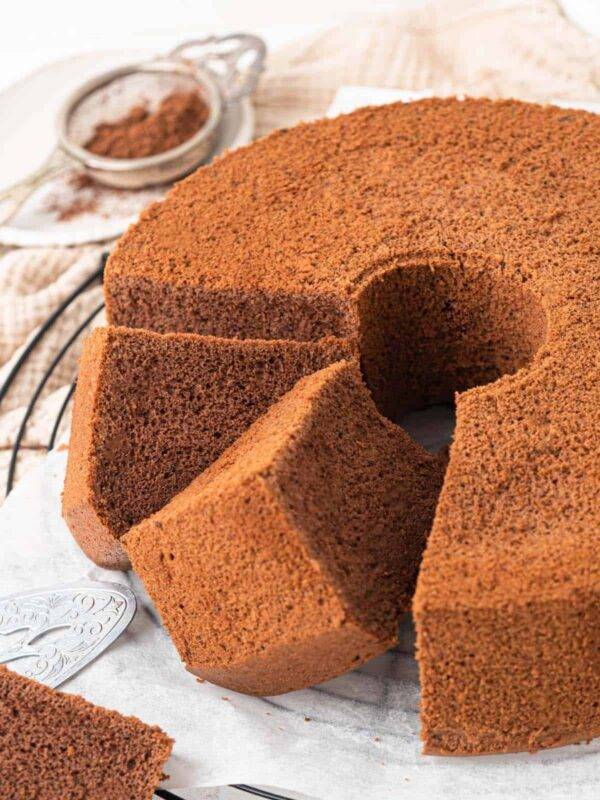 Moist Chocolate Chiffon Cake with Frosting