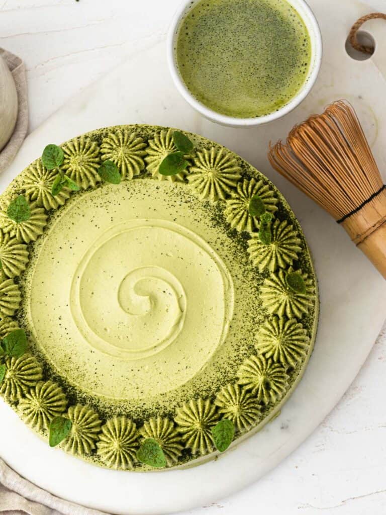Soft Matcha Cake with Fluffy Cream Frosting