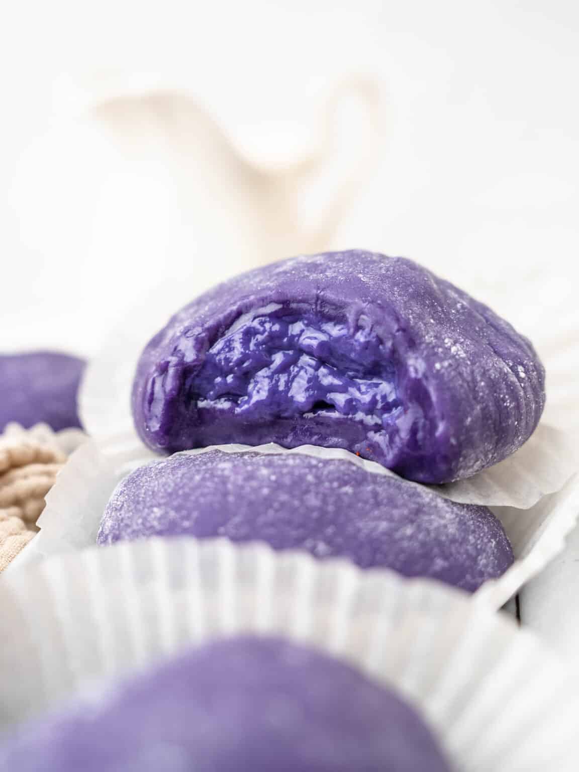 Soft & Chewy Ube Mochi with Creamy Filling