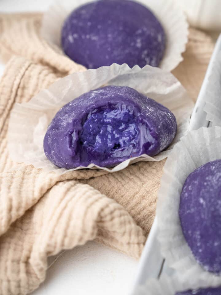 Soft & Chewy Ube Mochi with Creamy Filling