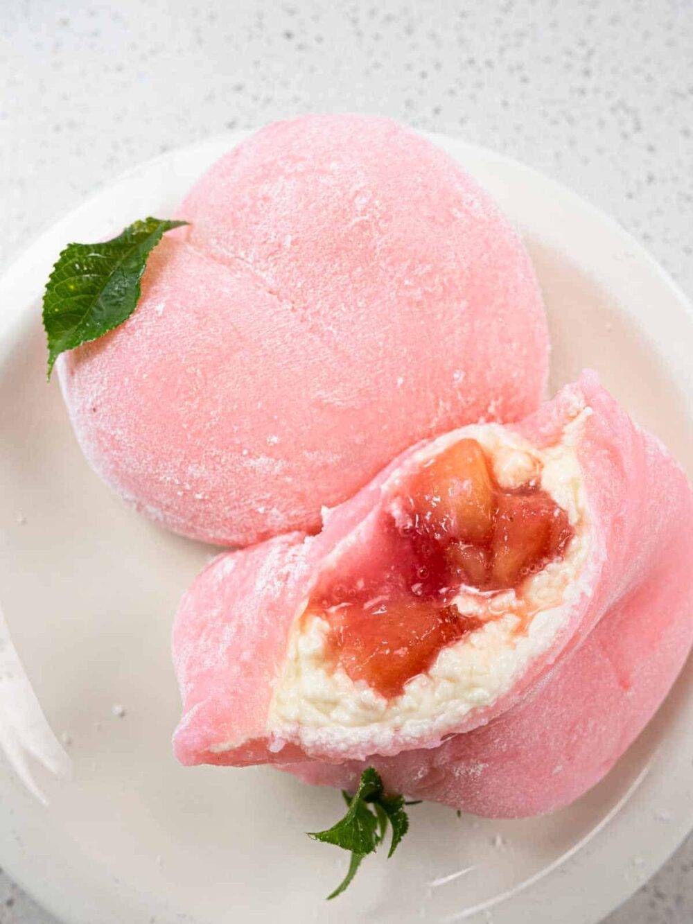 My Chilled Peach Mochi with Creamy Peach Filling